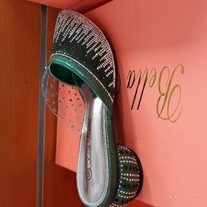 bella hanna | Shoes | Womens Rhinestones Slip In Low Heels Elegant ...